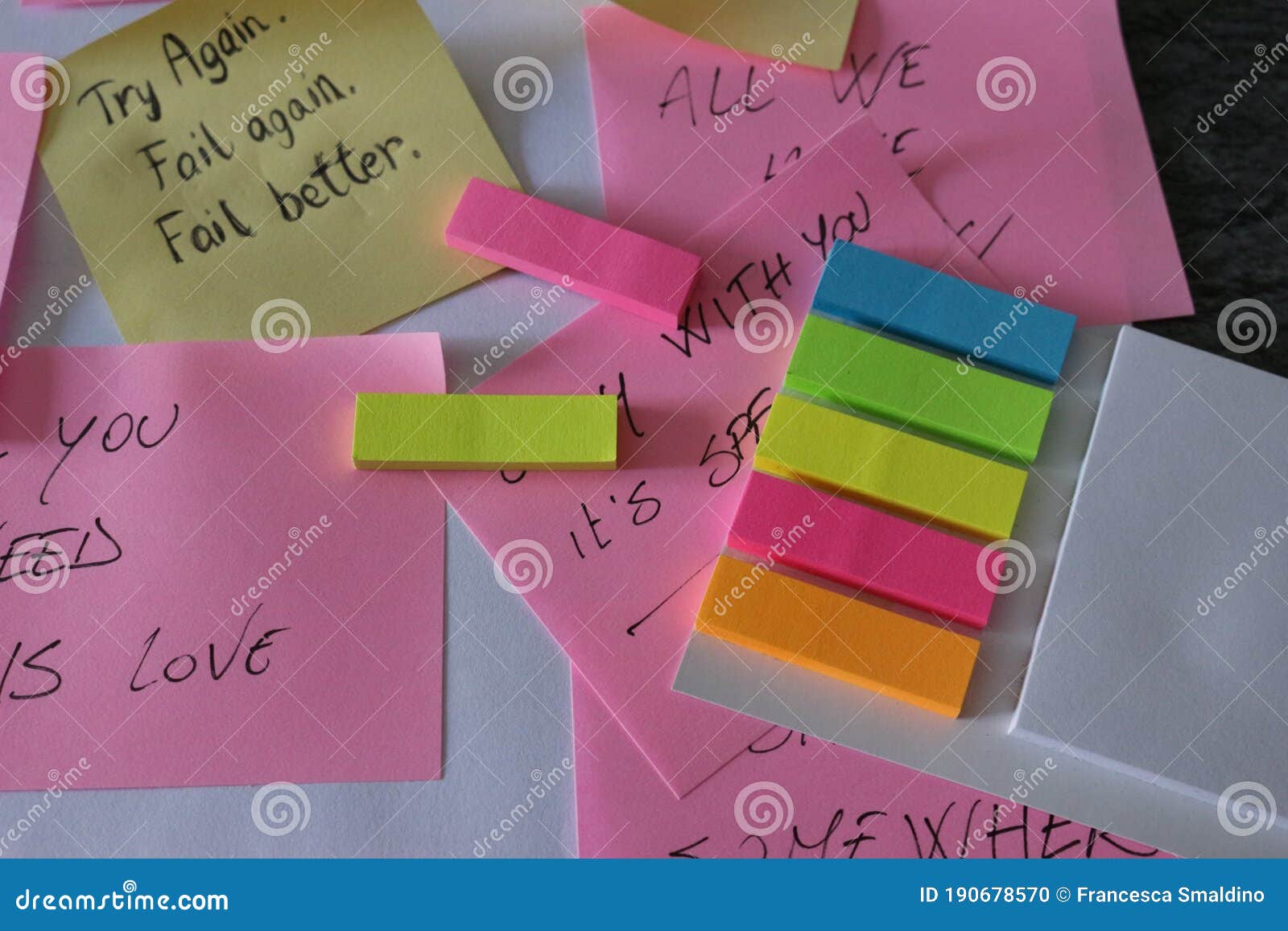 Post-it with Motivational Phrases Stock Photo - Image of motivational ...