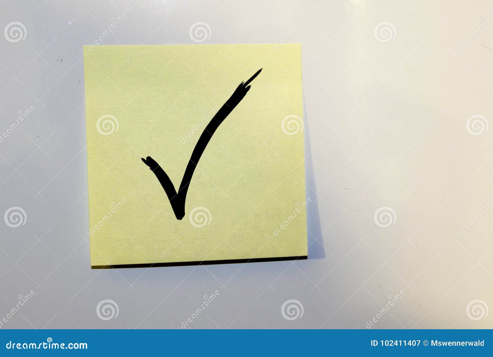 Post-it Note with a Checkmark. Stock Image - Image of post, yellow ...