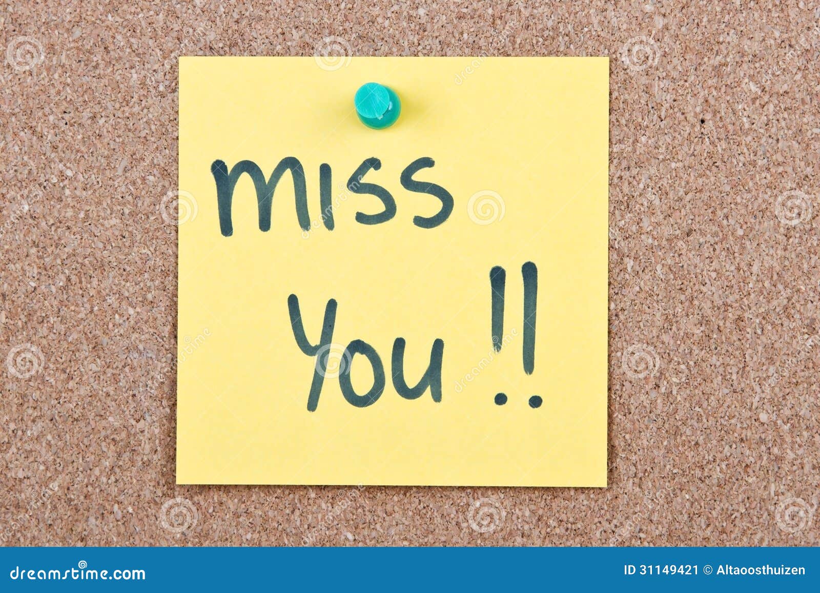 Post it note with miss you stock image. Image of announcement - 31149421