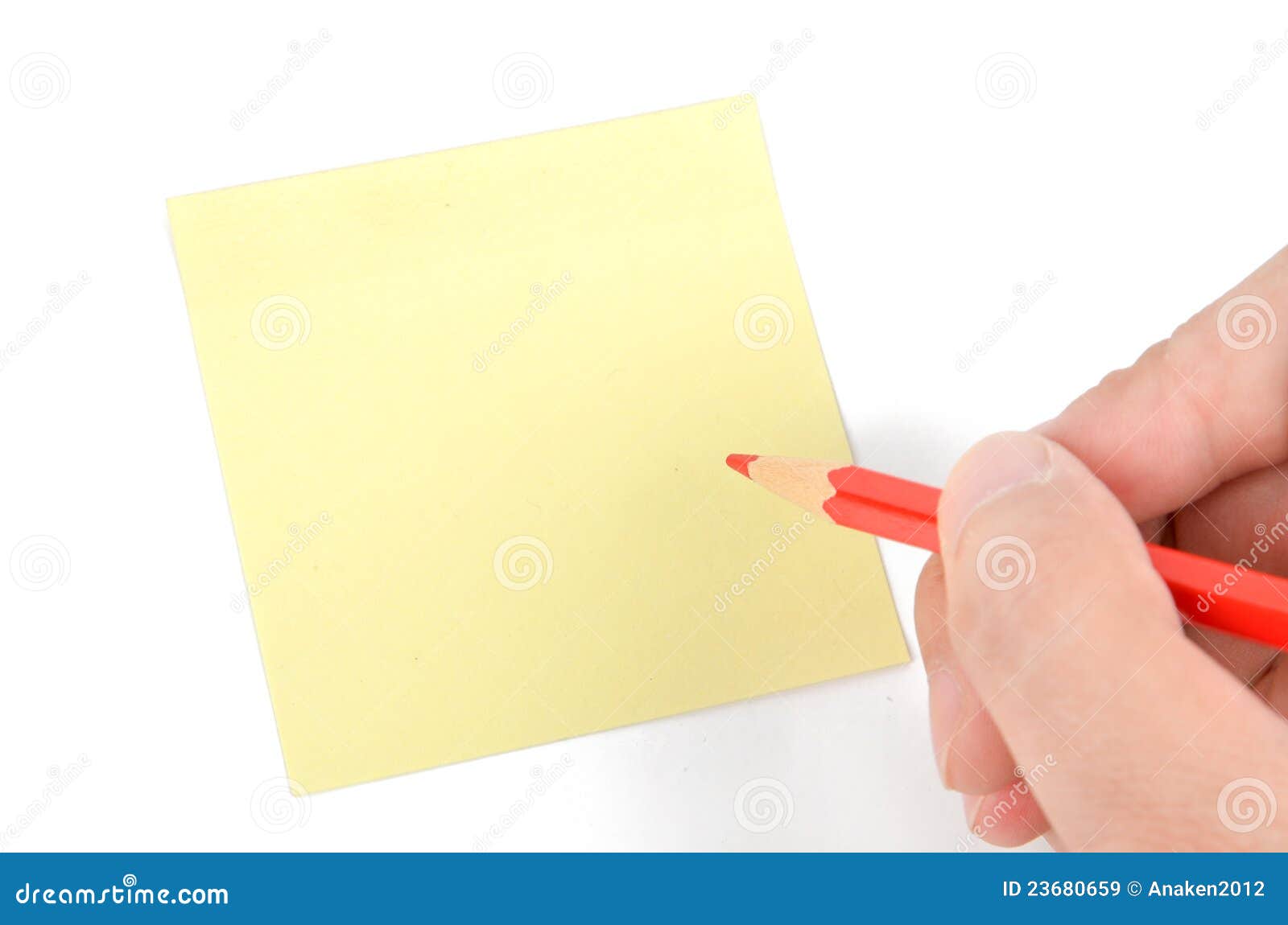 Post-it note and pencil stock image. Image of nail, blank - 23680659