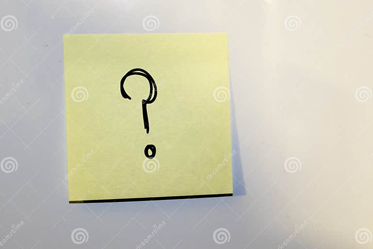 Post-it Note with a Question Mark Drawn Stock Image - Image of postit ...