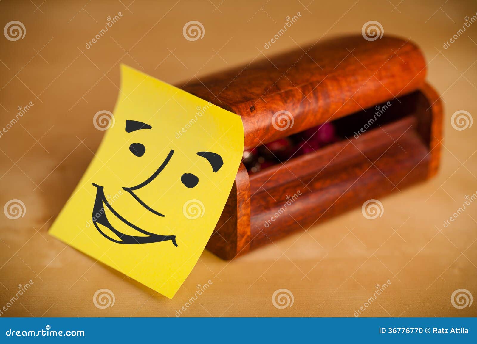 Post-it Note with Smiley Face Sticked on a Box Stock Photo - Image of ...