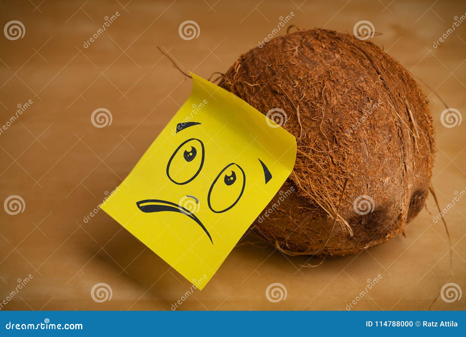 Post-it Note with Smiley Face Sticked on Coconut Stock Photo - Image of ...