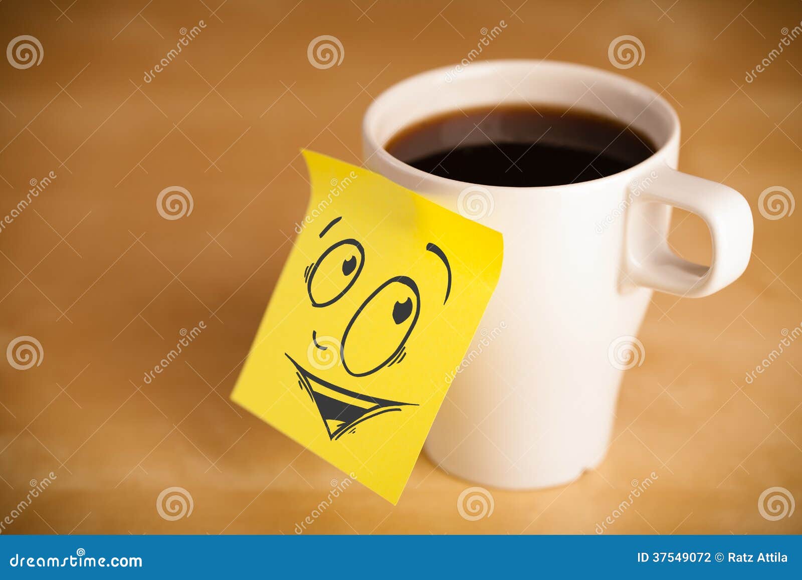 Post-it Note with Smiley Face Sticked on Cup Stock Photo - Image of ...