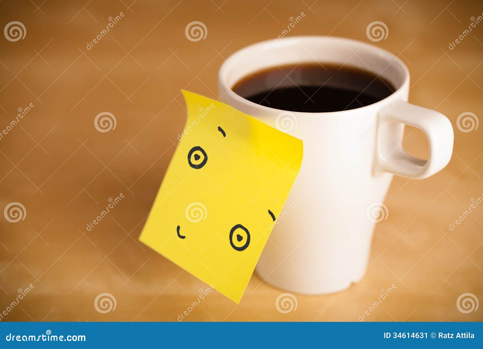 Post-it Note with Smiley Face Sticked on a Cup Stock Image - Image of ...
