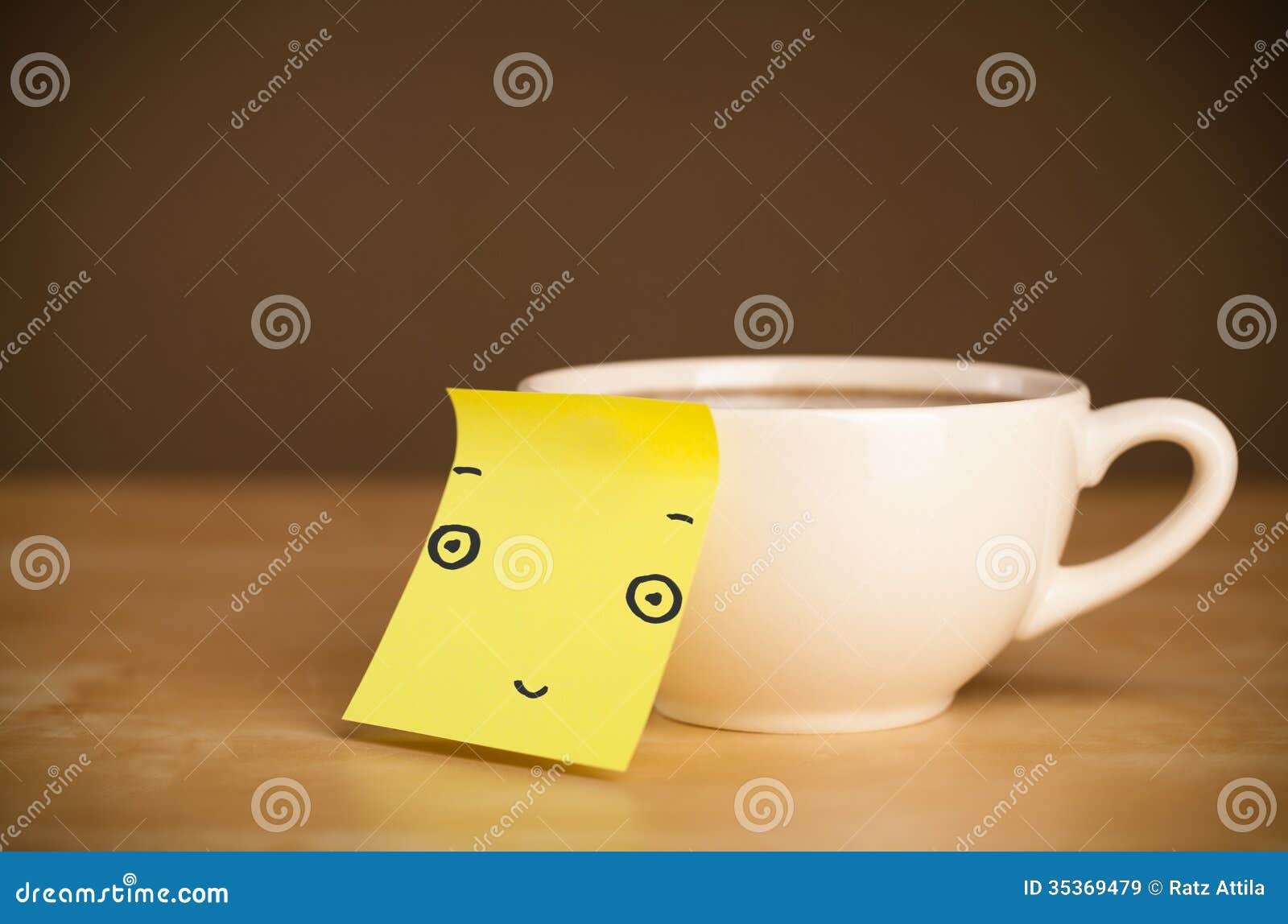 Post-it Note with Smiley Face Sticked on a Cup Stock Image - Image of ...