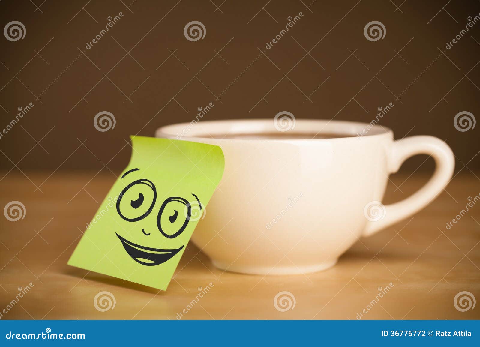 Post-it Note with Smiley Face Sticked on Cup Stock Photo - Image of ...