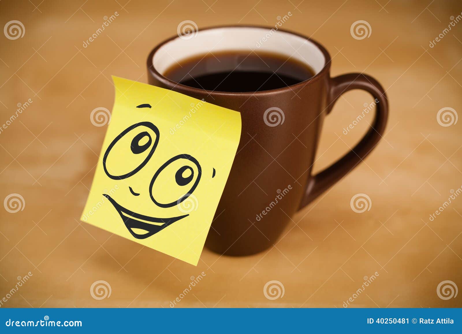 Post-it Note with Smiley Face Sticked on Cup Stock Image - Image of ...