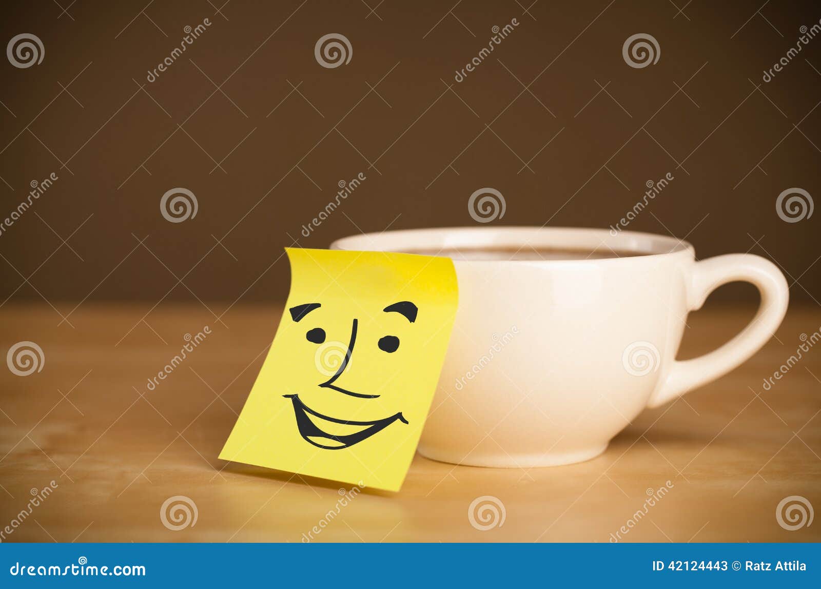 Post-it Note with Smiley Face Sticked on a Cup Stock Image - Image of ...
