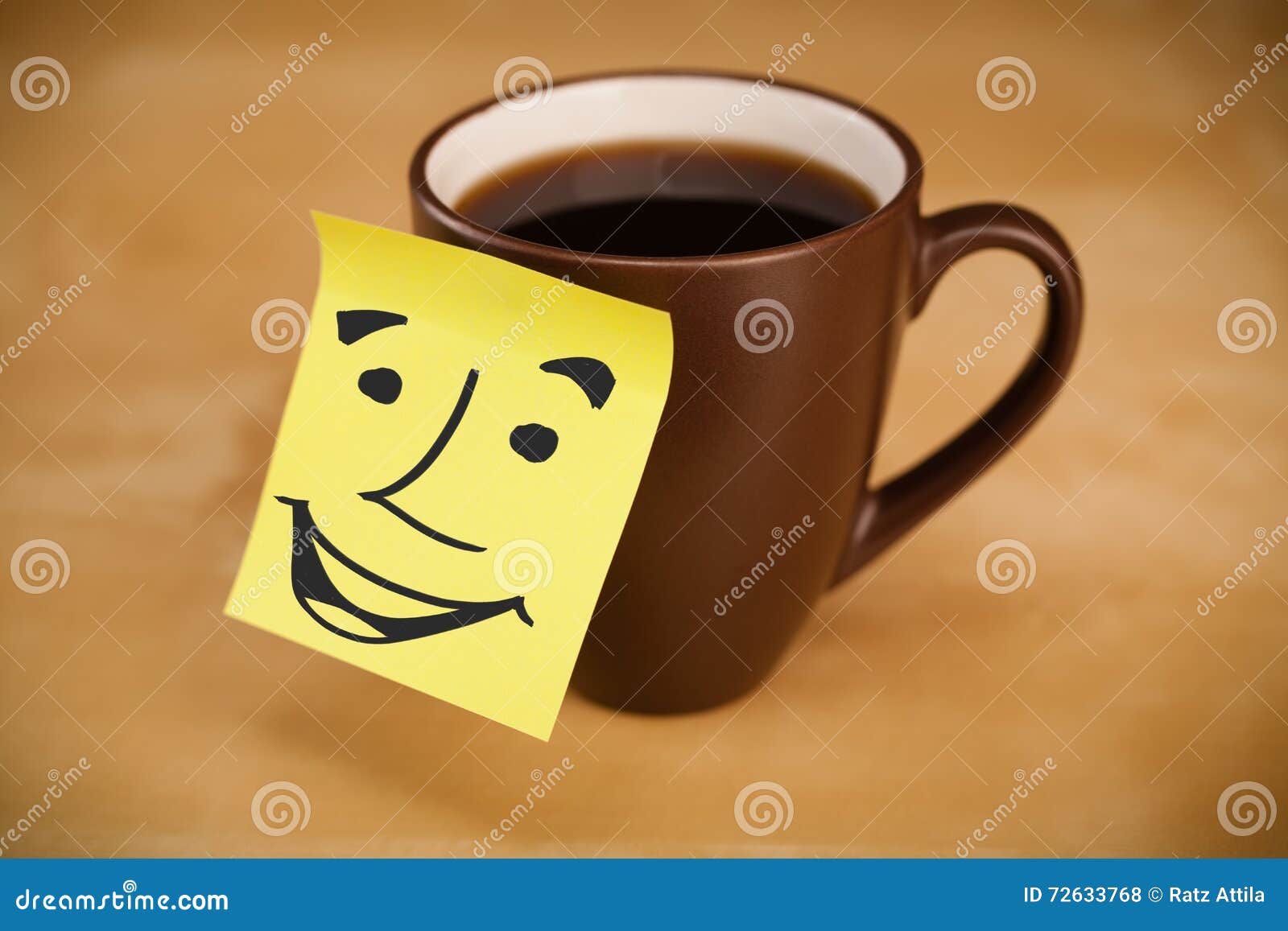 Post-it Note with Smiley Face Sticked on a Cup Stock Photo - Image of ...