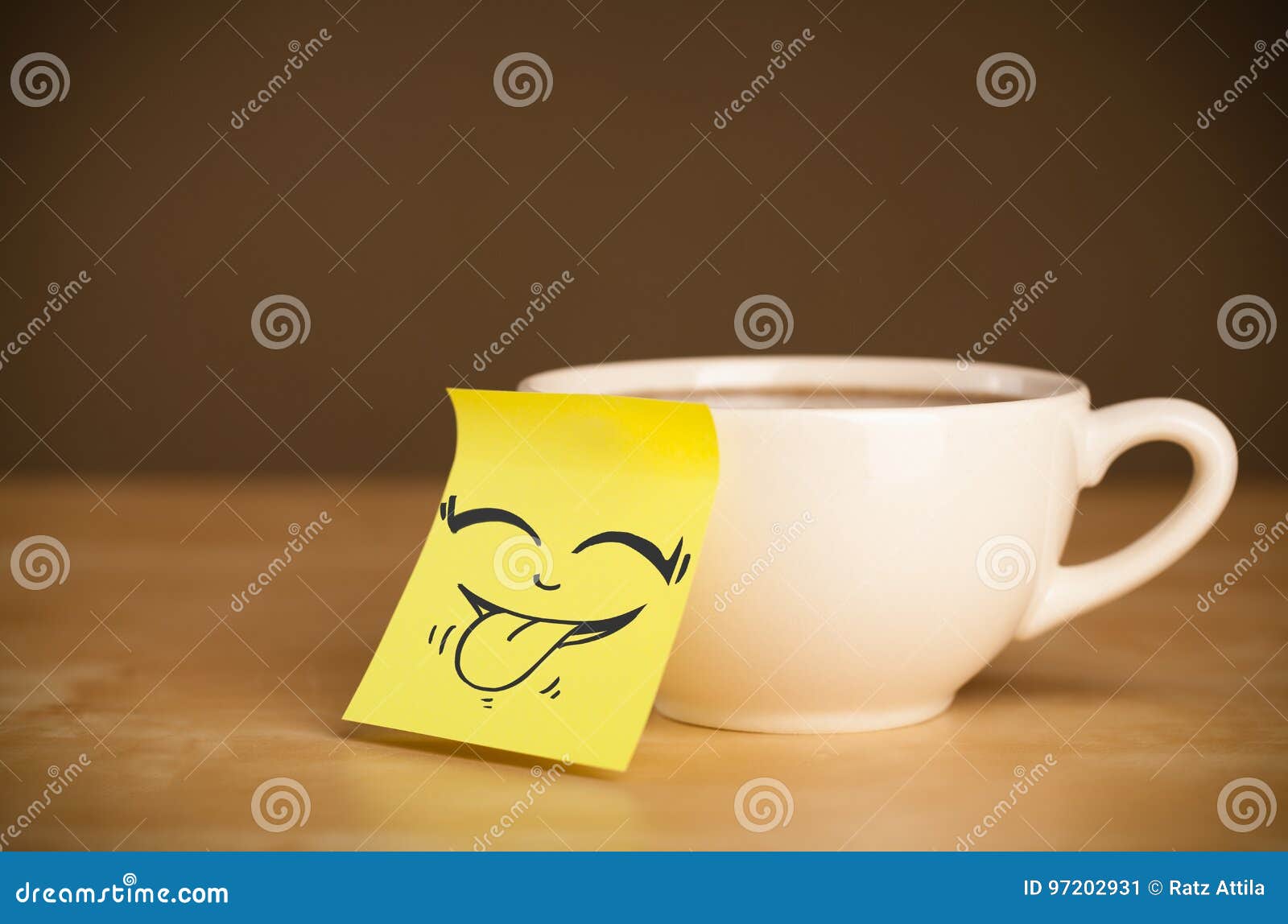 Post-it Note with Smiley Face Sticked on Cup Stock Image - Image of ...