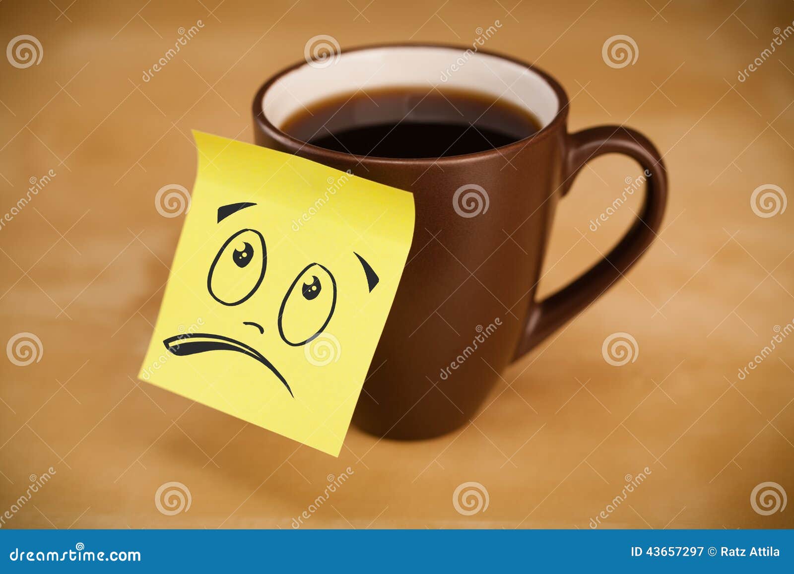 Post-it Note with Smiley Face Sticked on Cup Stock Image - Image of ...