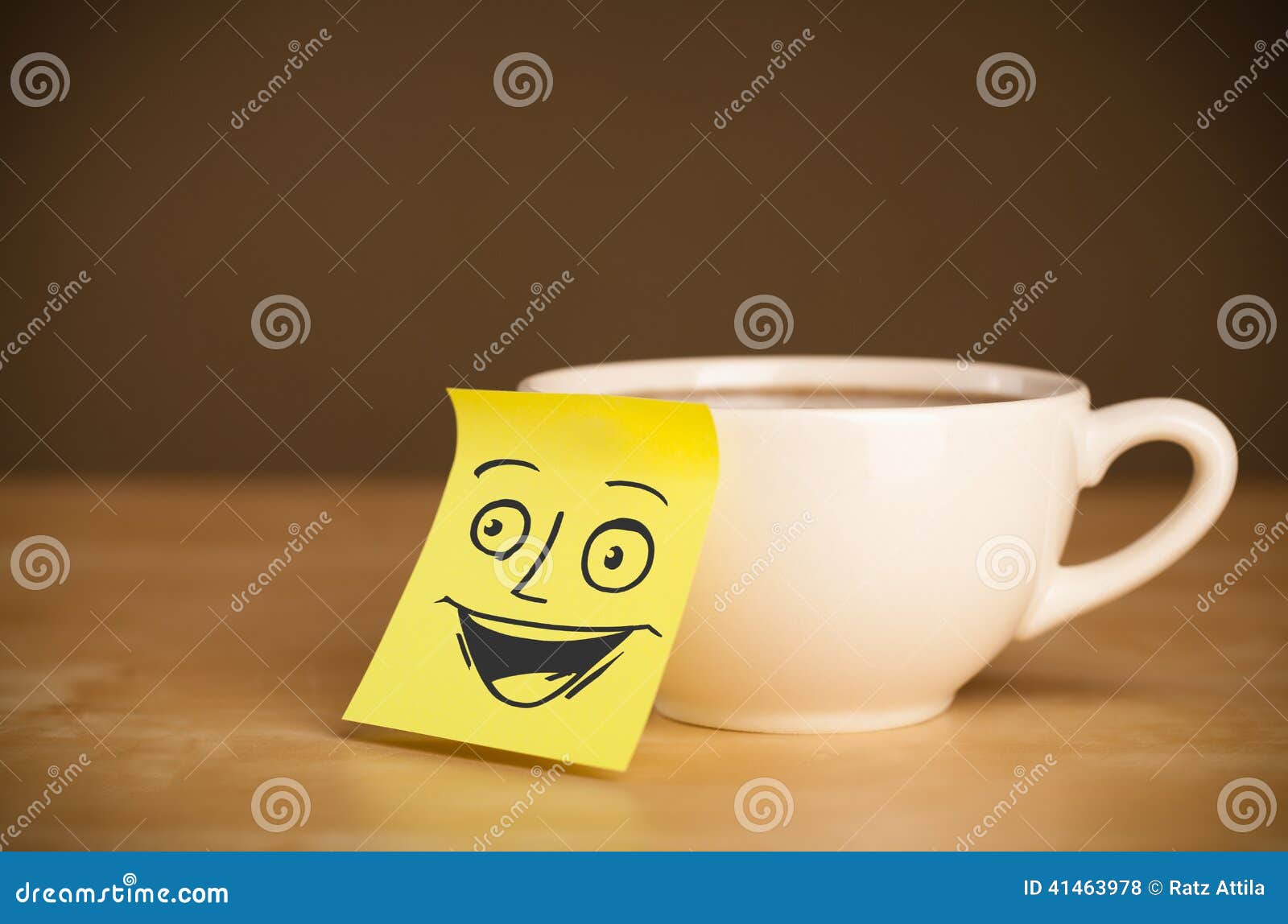 Post-it Note with Smiley Face Sticked on a Cup Stock Photo - Image of ...