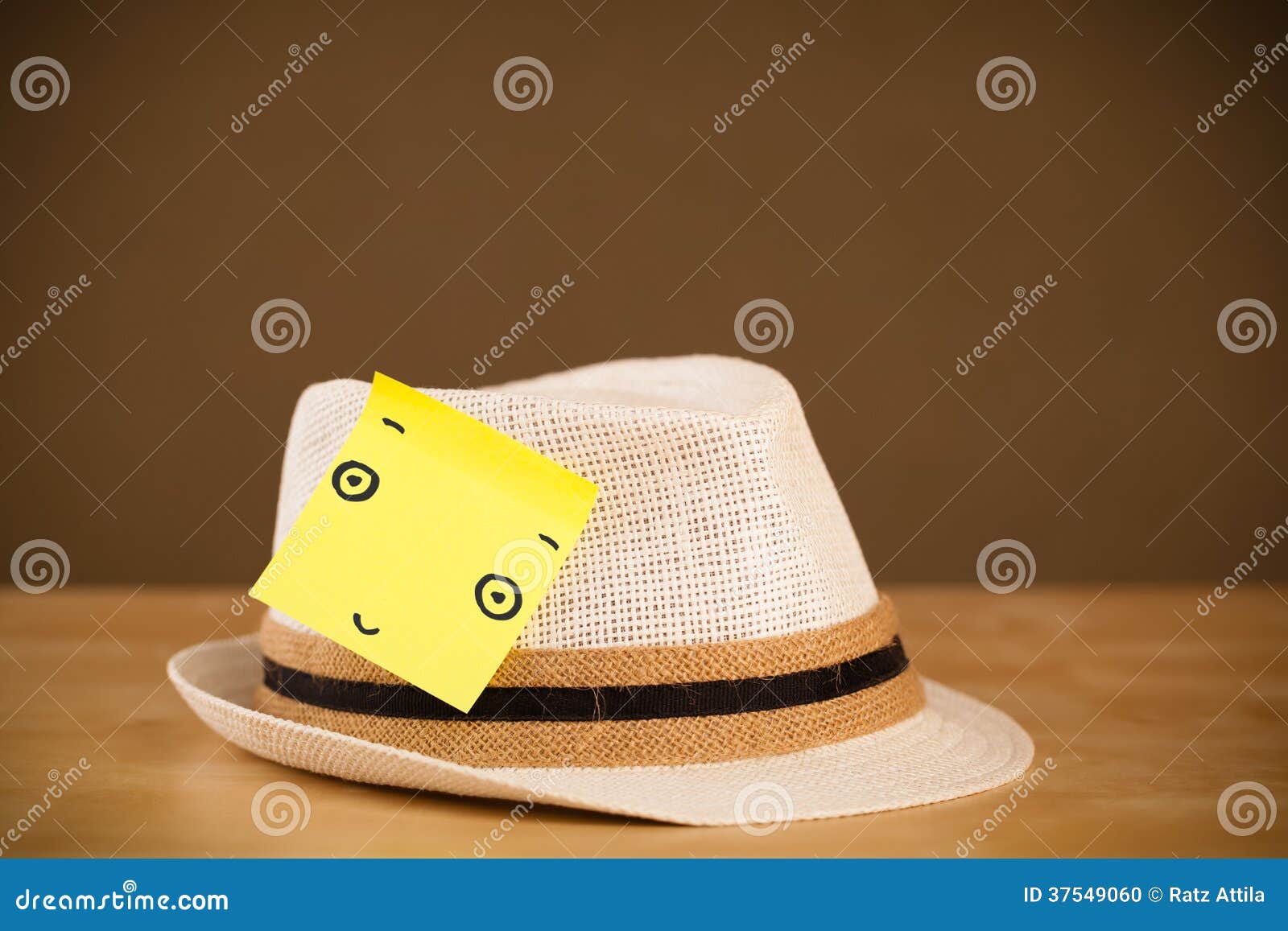 Post-it Note with Smiley Face Sticked on a Hat Stock Photo - Image of ...