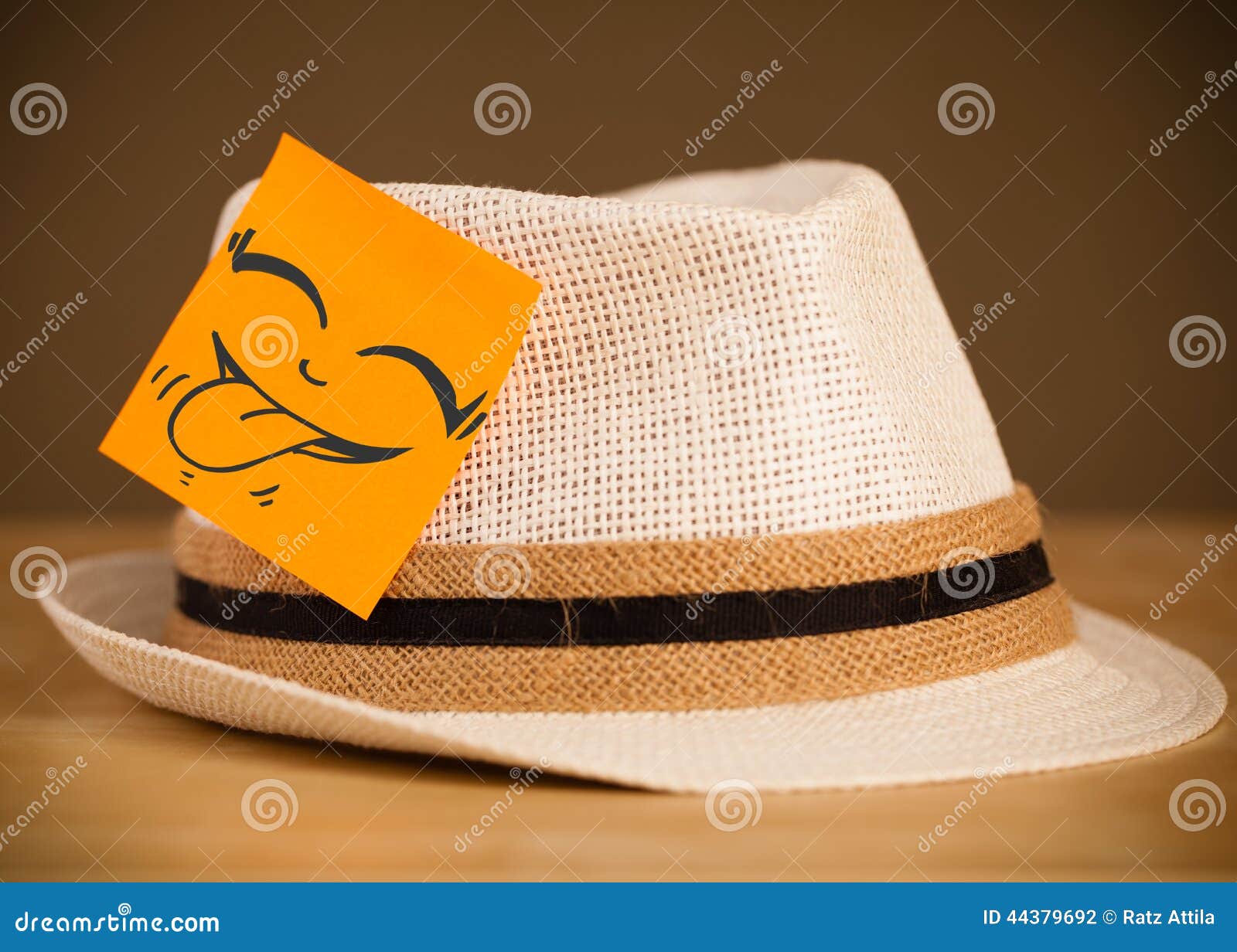 Post-it Note with Smiley Face Sticked on a Hat Stock Photo - Image of ...