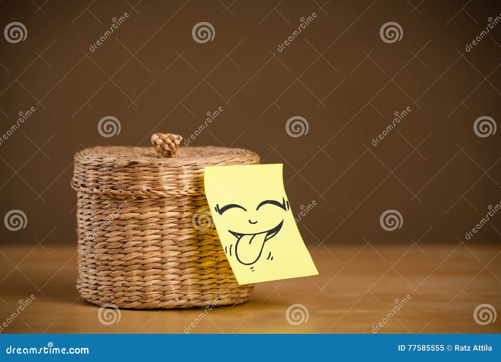 Post-it Note with Smiley Face Sticked on Jewelry Box Stock Image ...