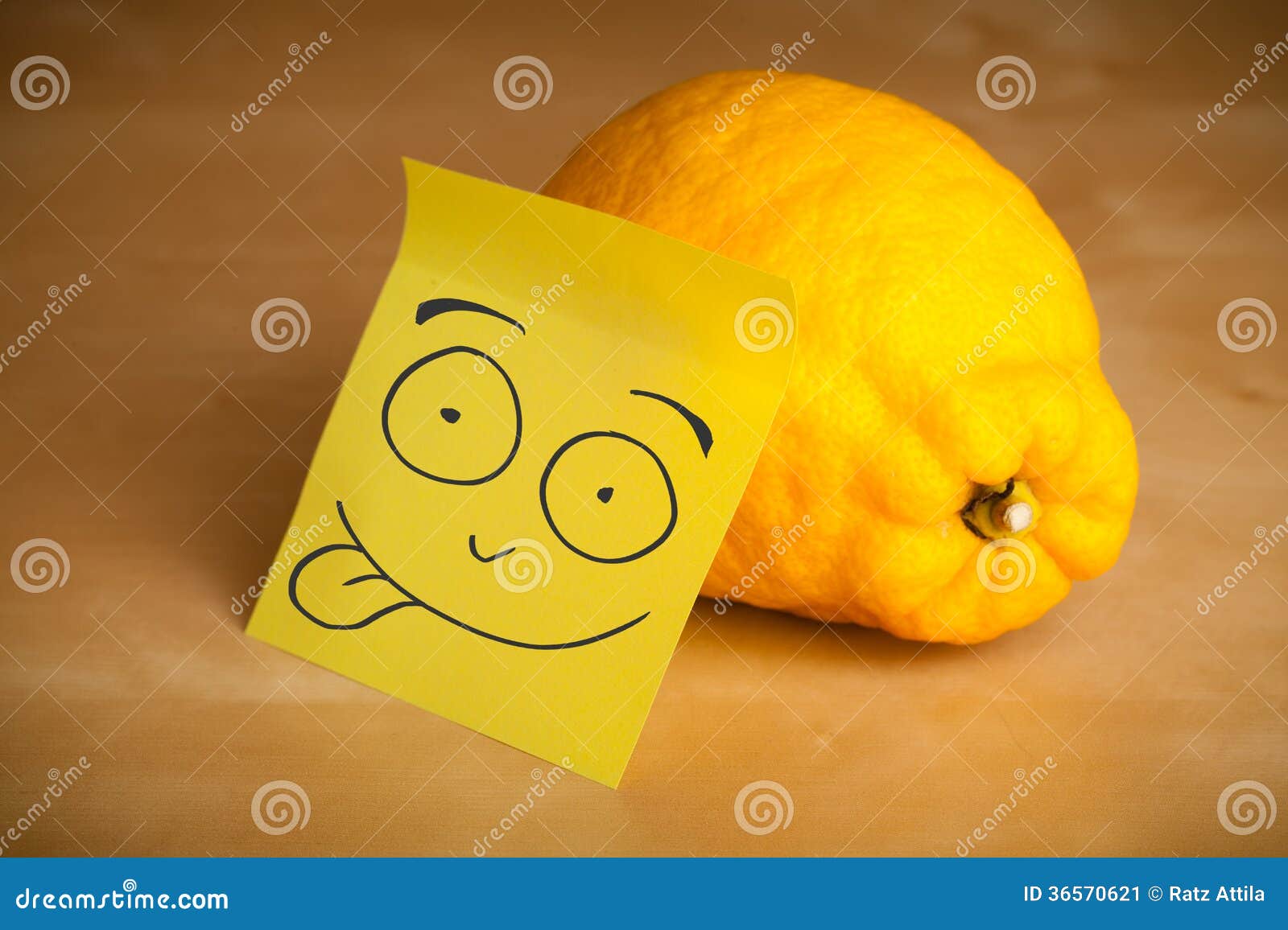 Post-it Note with Smiley Face Sticked on a Lemon Stock Image - Image of ...