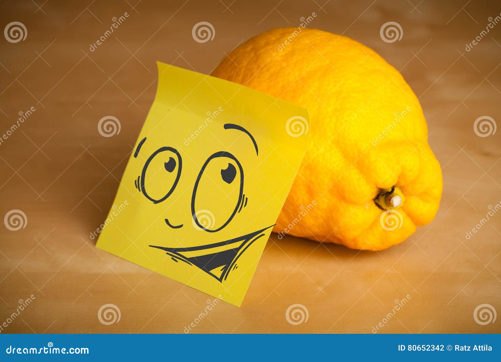 Post-it Note with Smiley Face Sticked on Lemon Stock Photo - Image of ...