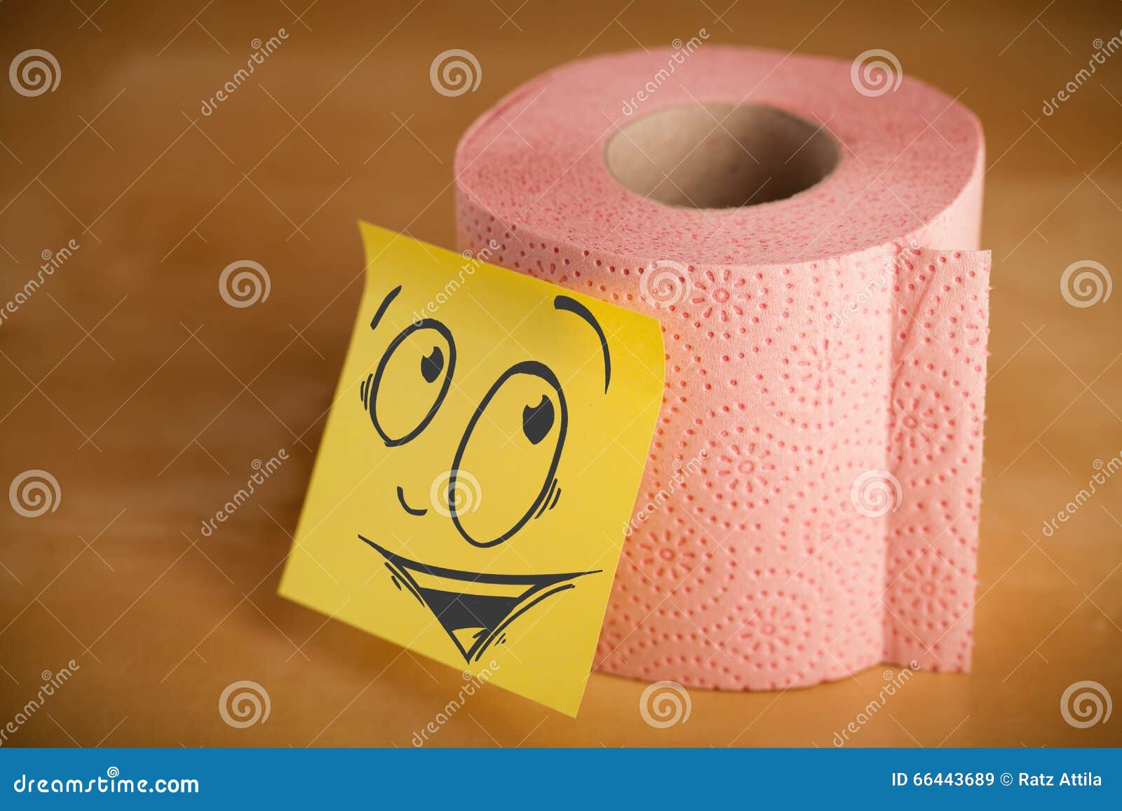 Post-it Note with Smiley Face Sticked on Toilet Paper Stock Image ...