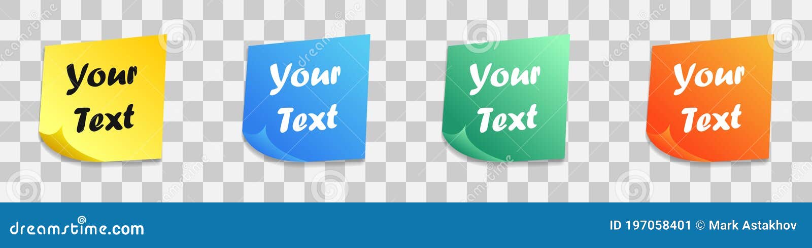 Post Note Sticker Set. Vector Colour Office Stickers Colection on ...