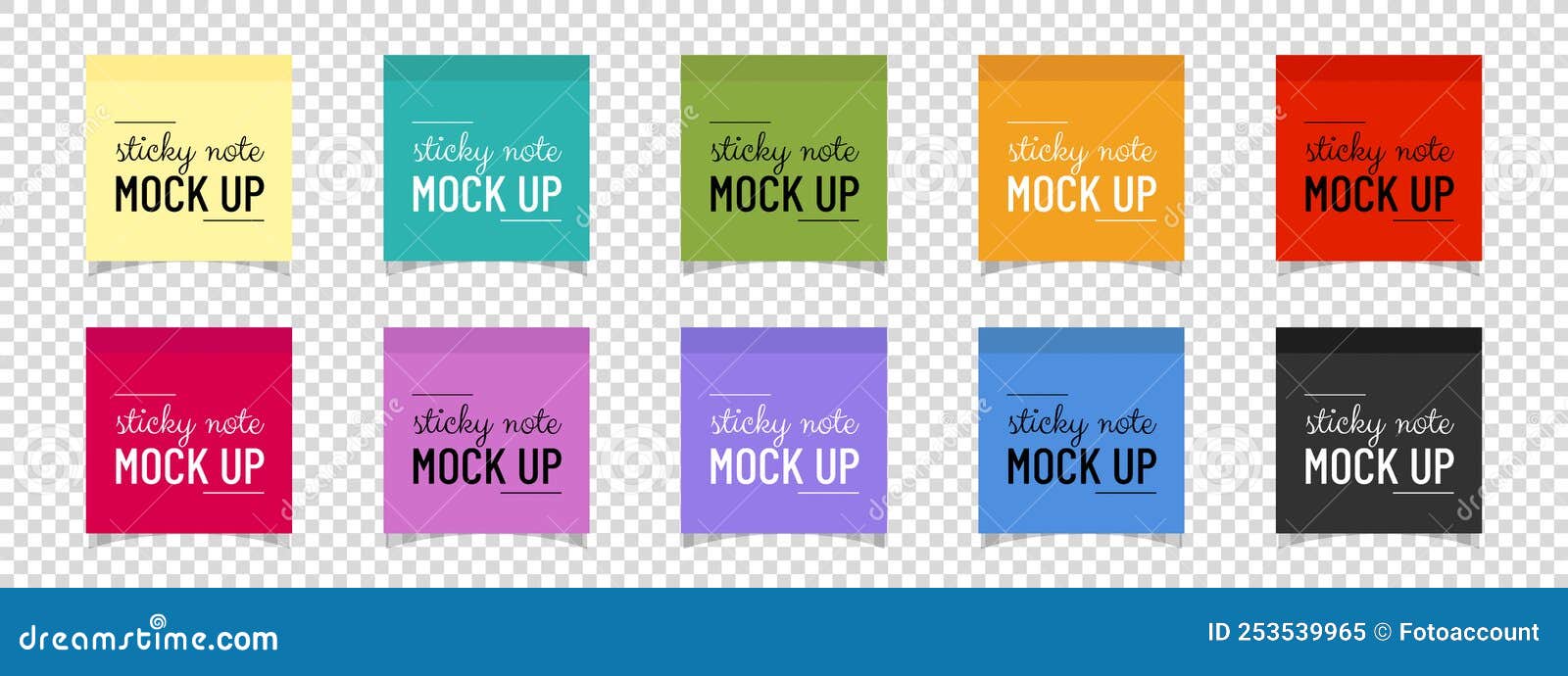 Post Note Sticker Template Set - Colorful Vector Sticky Note ...