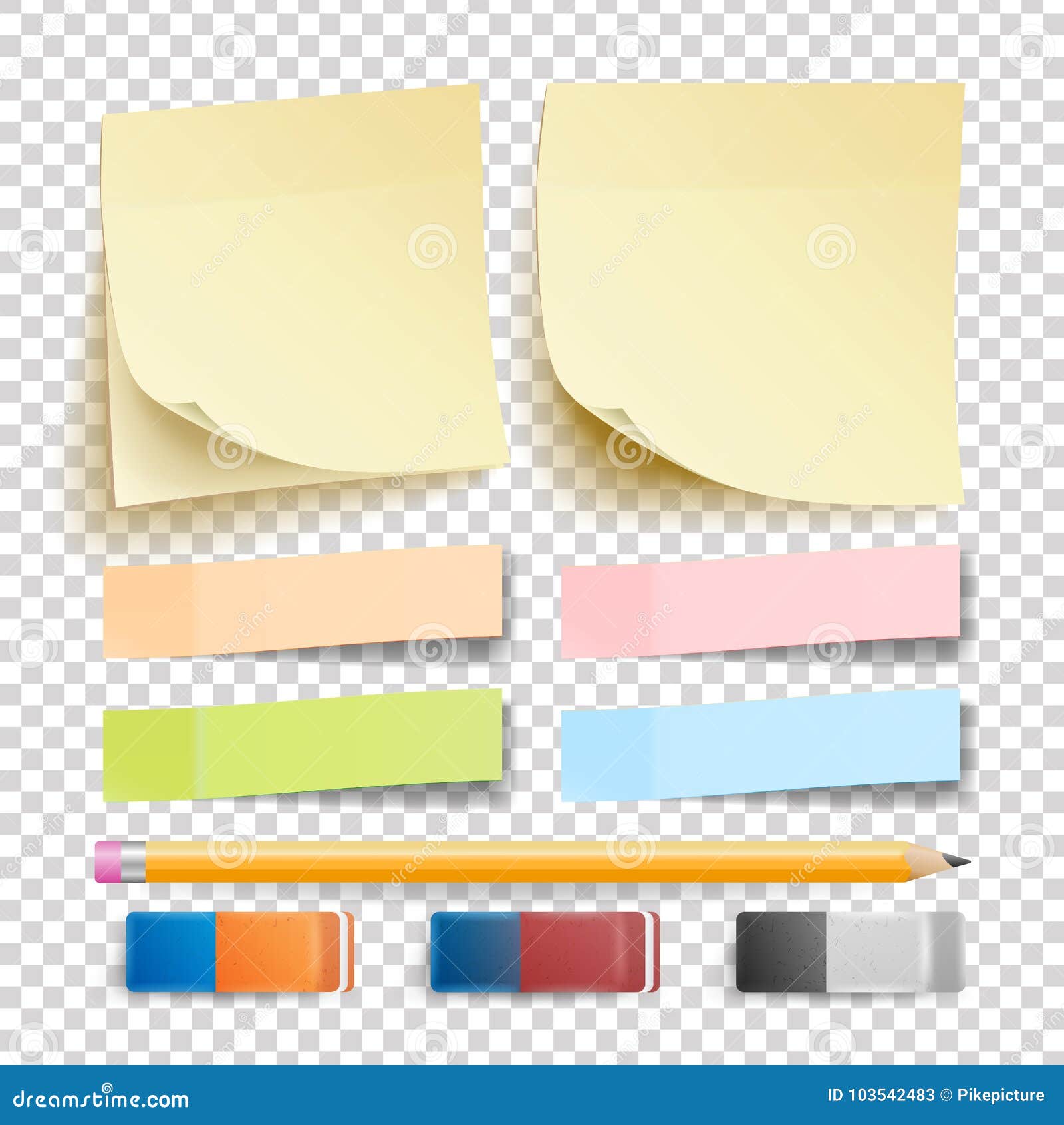 Post Note Sticker Set On Transparent Background. Paper Sticky Tape With ...