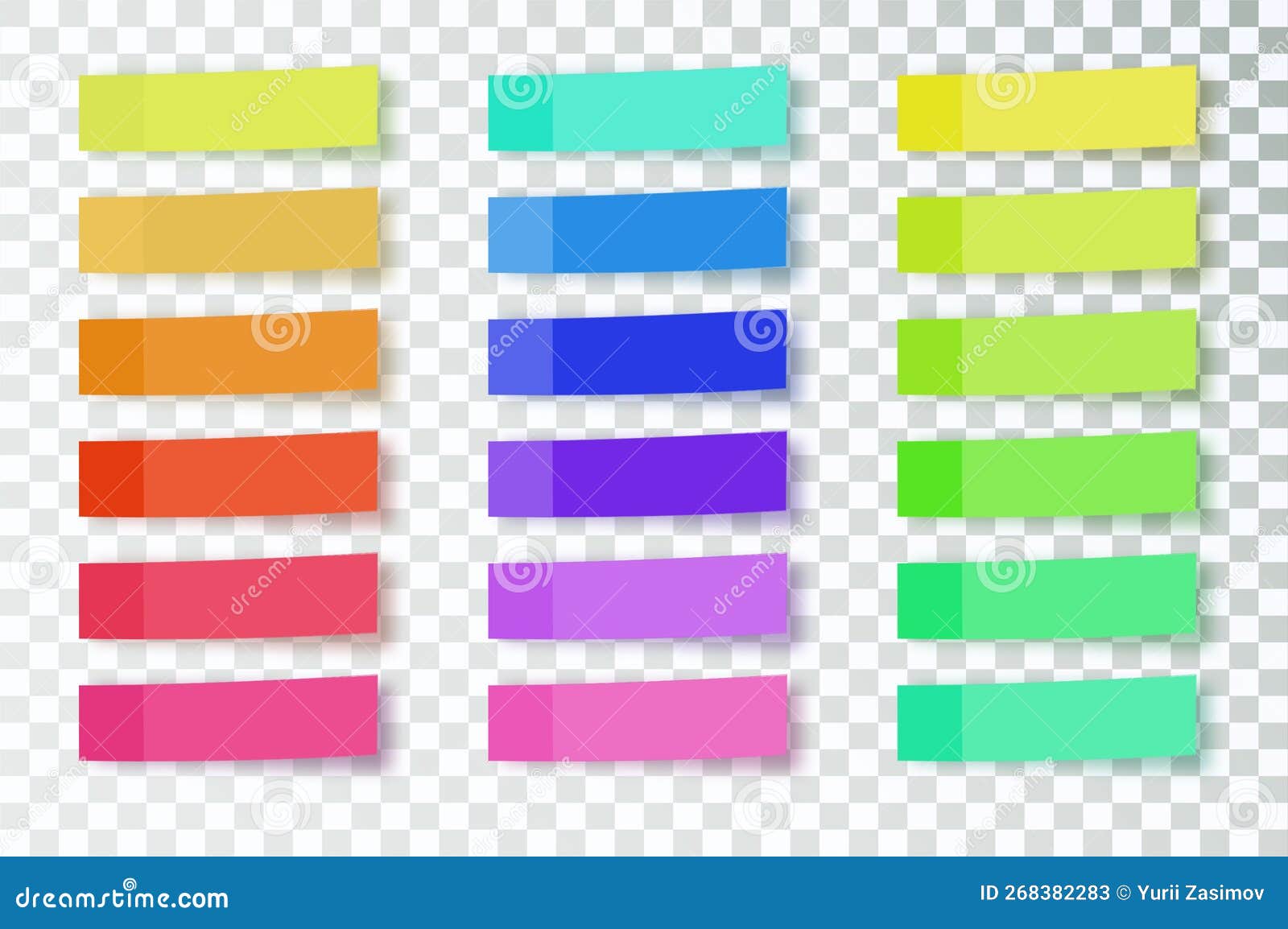 Post Note Stickers on Transparent Background. Color Sticky Tapes with ...