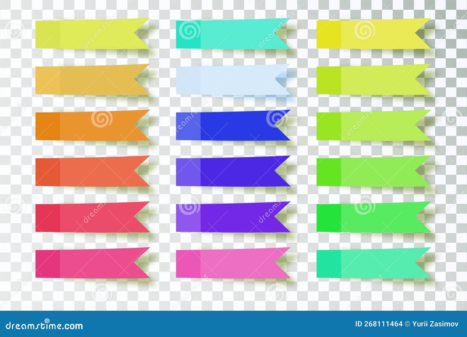 Post Note Stickers on Transparent Background. Color Sticky Tapes with ...