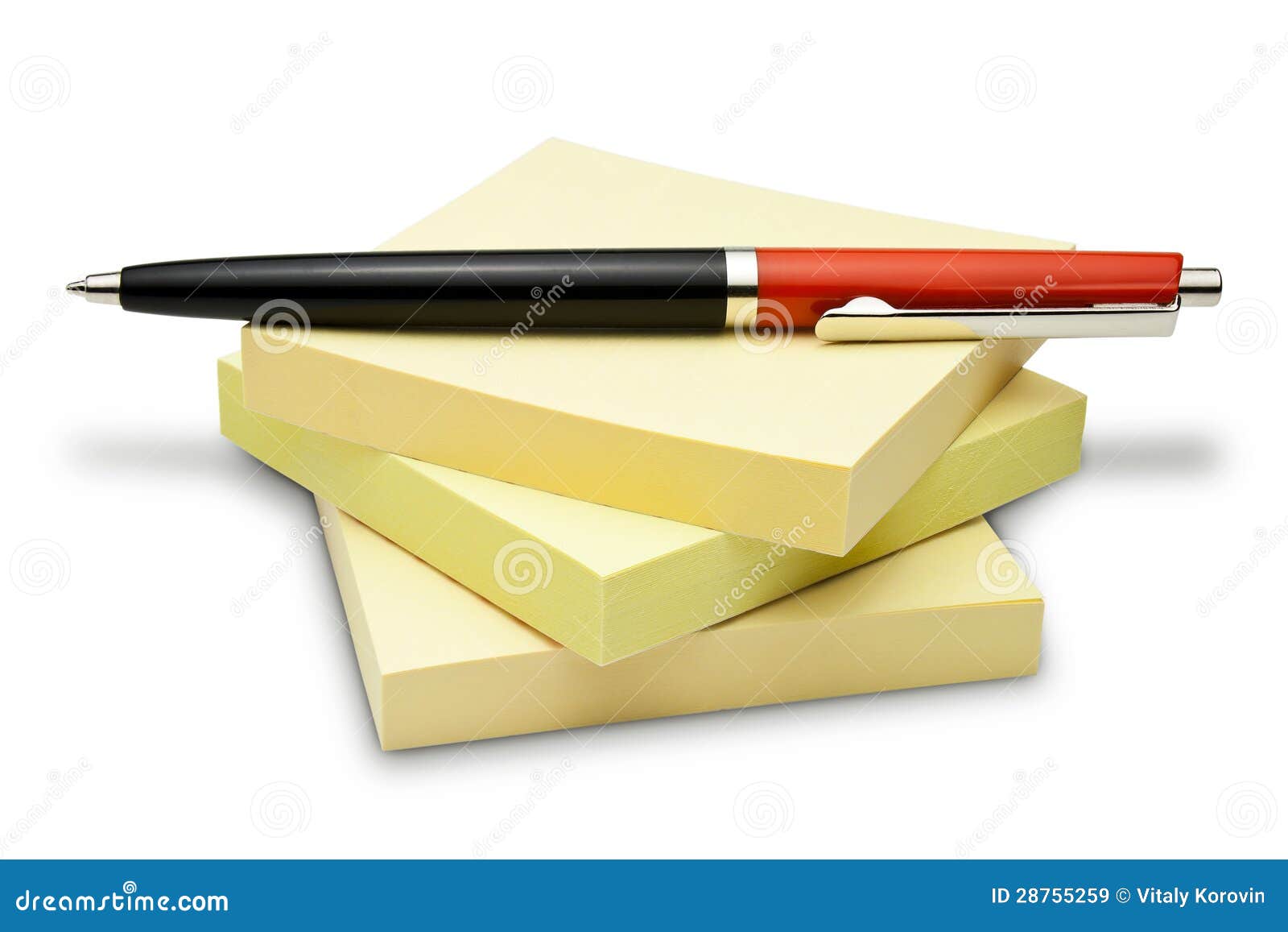 Post-it Notes And Ballpoint Pen Stock Image - Image: 28755259