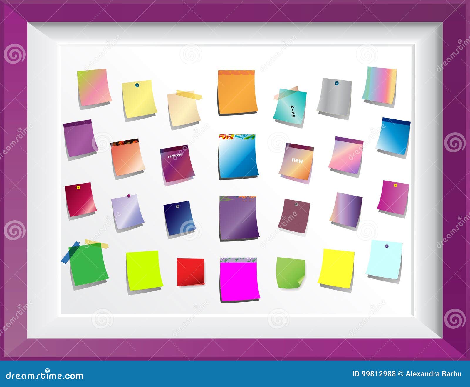 Post it Notes Sticker on Frame Stock Vector - Illustration of email ...
