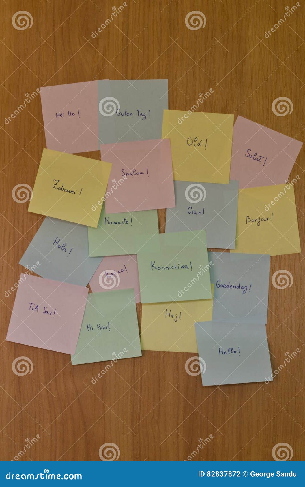 Post-it Notes Hello Message in Different Languages Stock Photo - Image ...