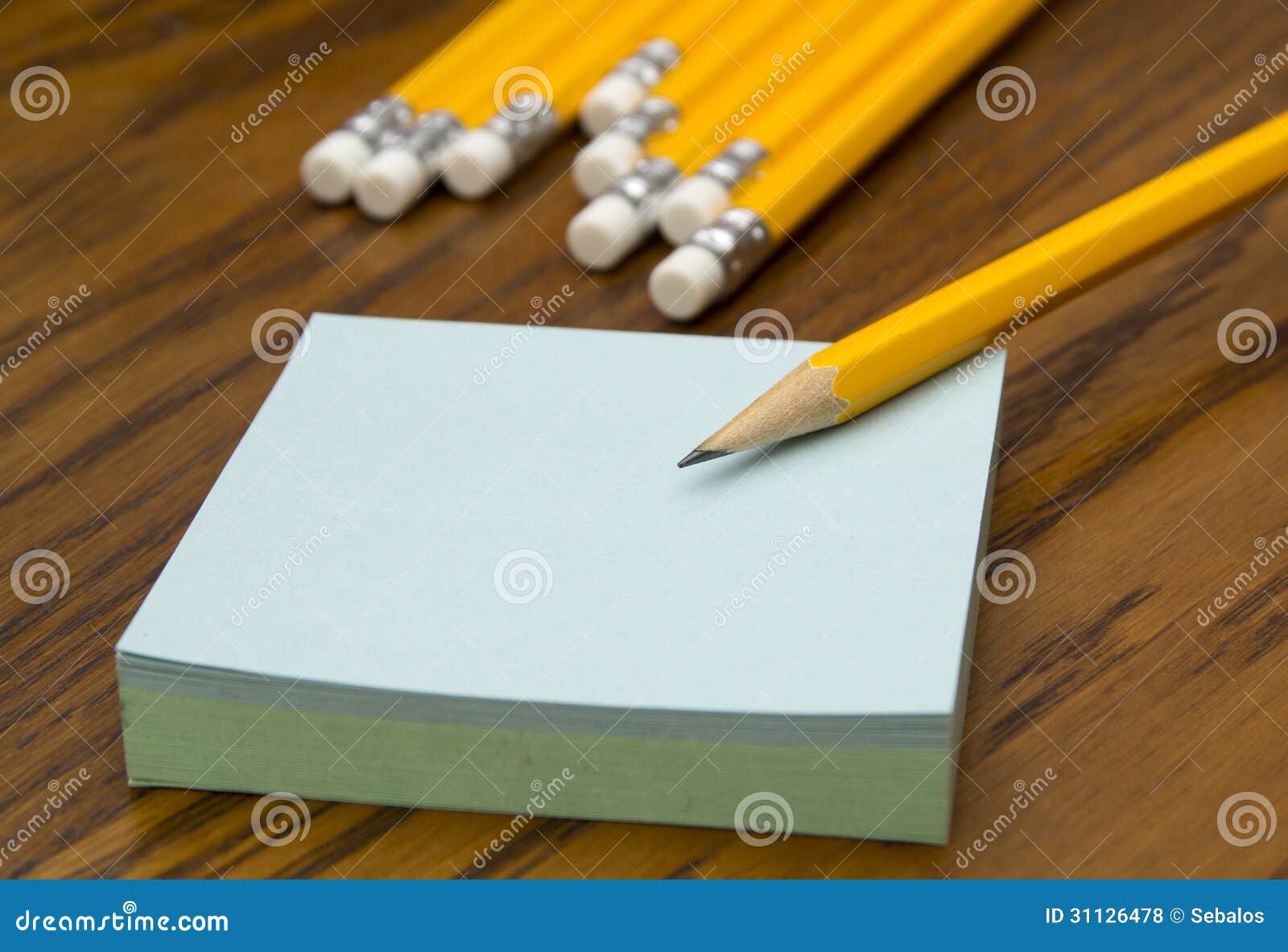 Post-it notes with pencil stock photo. Image of empty - 31126478