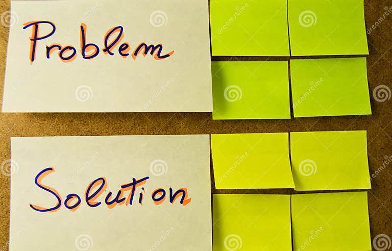 Post-it Notes Problem and Solution Attached on a Wooden Background with ...