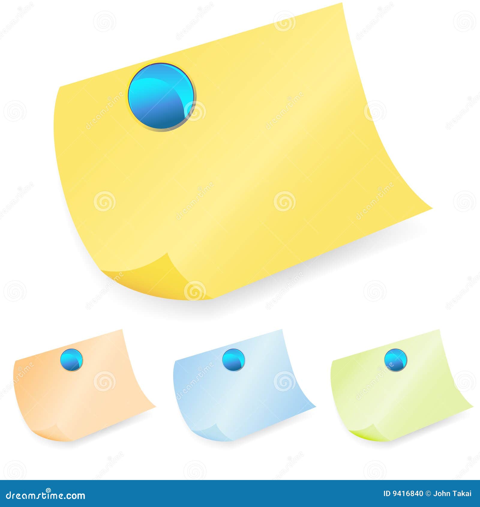 Post it Notes with Push Pin Stock Vector - Illustration of pushpin ...