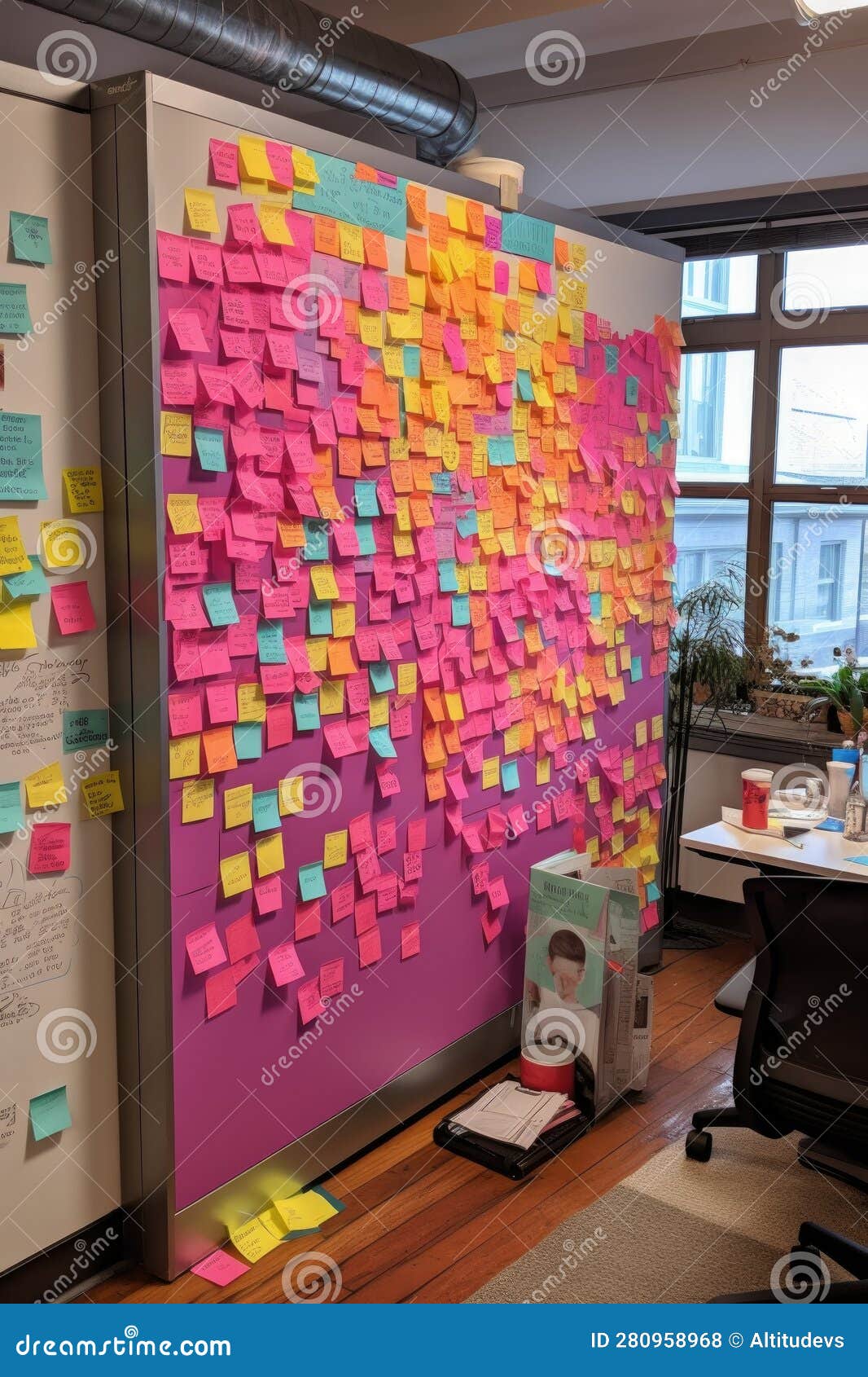 Post-it Notes on a Whiteboard with Brainstorm Ideas Stock Illustration ...