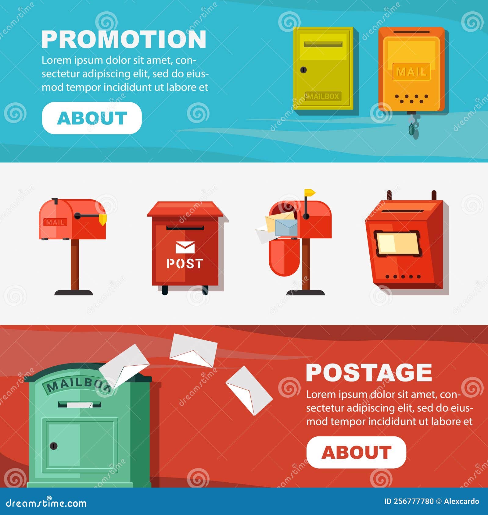 Post Office Banners. Mailboxes Points for Delivery Correspondence ...