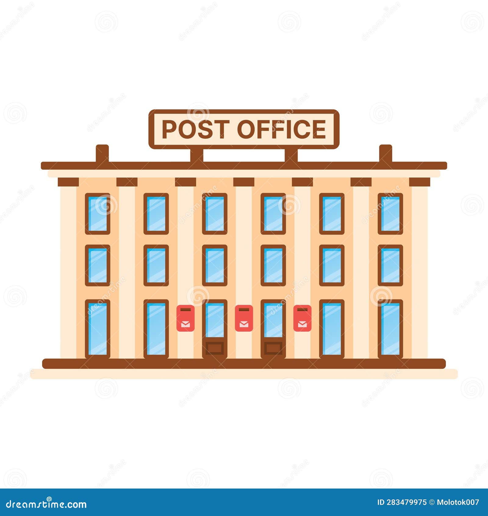 Post Office Building Isolated on White Background Stock Vector ...