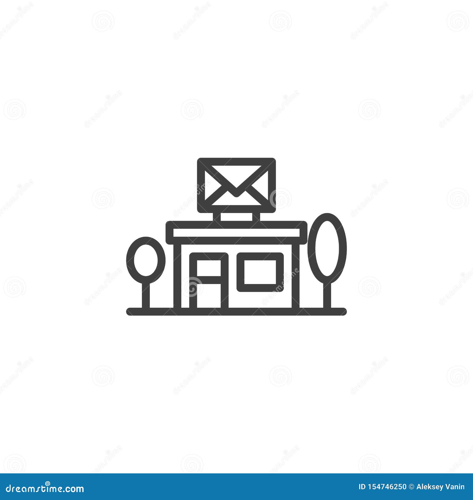 Post Office Building Line Icon Stock Vector - Illustration of delivery ...