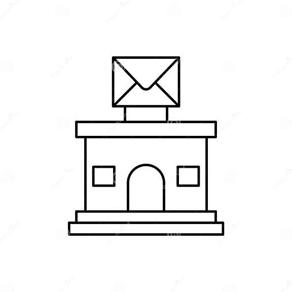 Post Office Building Outline Vector Icon that Can Easily Edit or Modify ...