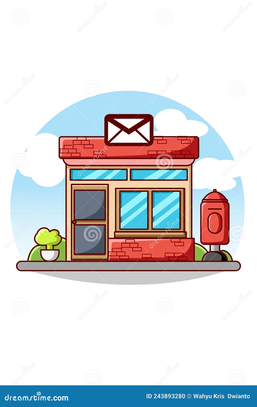 Post Office Icon Building Cartoon Illustration Stock Vector ...