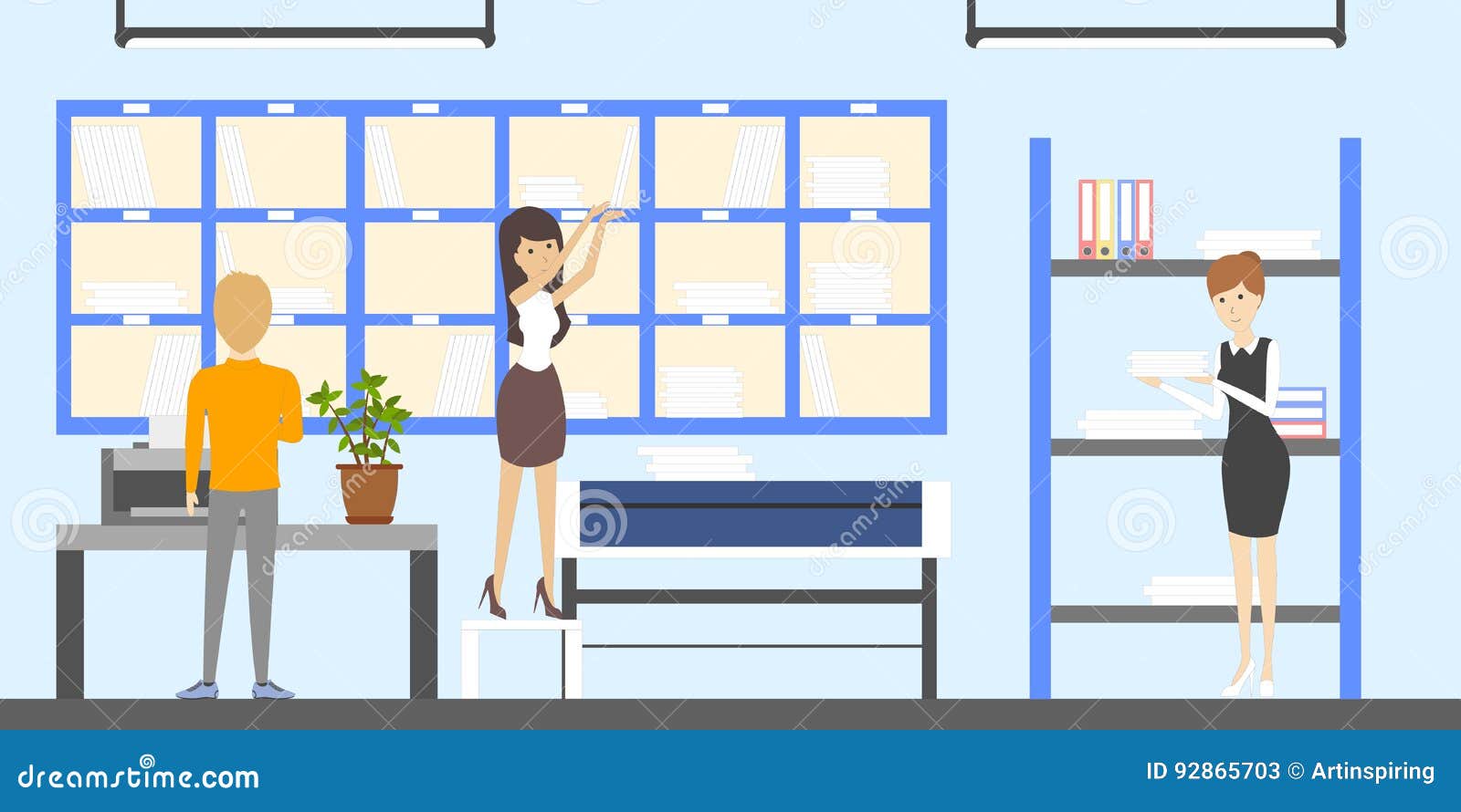 Post office interior. stock vector. Illustration of letter - 92865703
