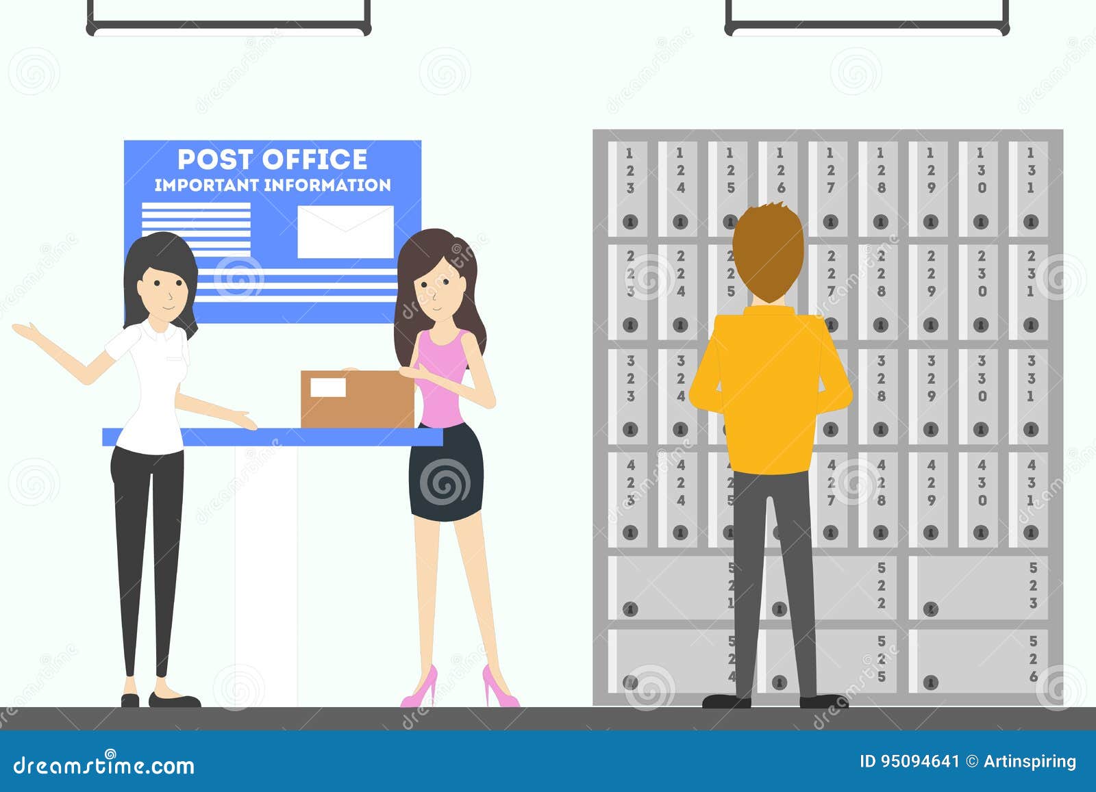 Post office interior. stock vector. Illustration of office - 95094641