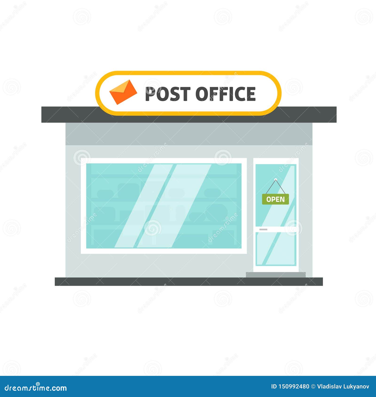 Post Office Isolated Building on White Background Vector Illustration ...