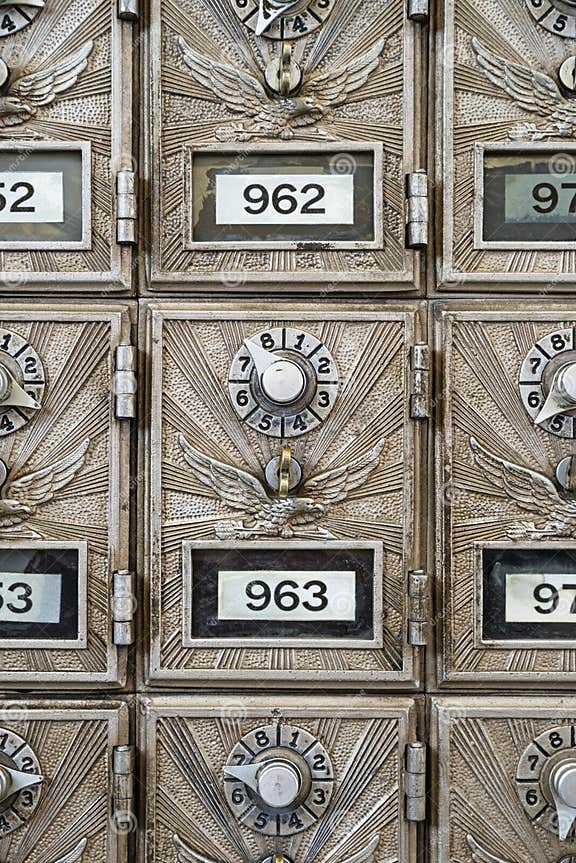 Post Office Mail Boxes stock photo. Image of combination - 174806974