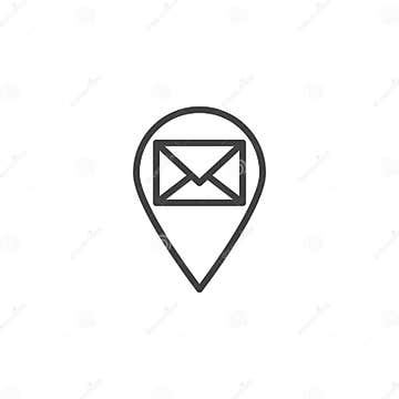 Post Office Map Pin Outline Icon Stock Vector - Illustration of point ...