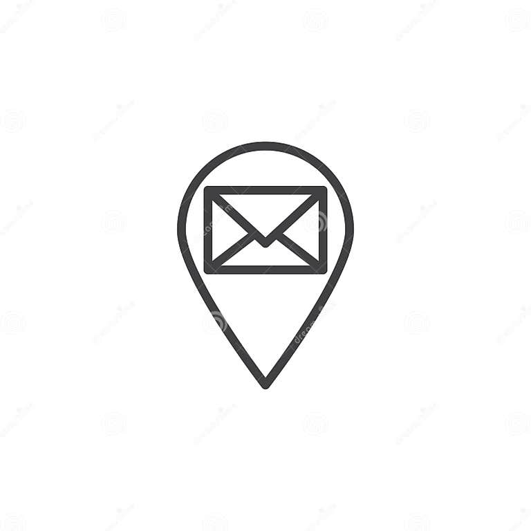 Post Office Map Pin Outline Icon Stock Vector - Illustration of point ...
