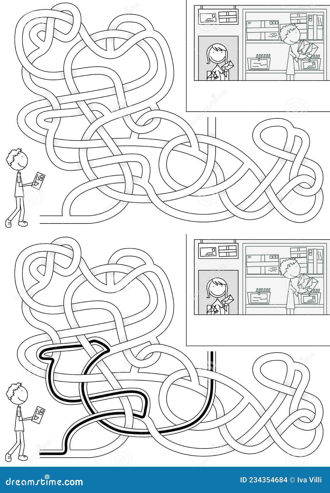 Post office maze stock vector. Illustration of white - 234354684