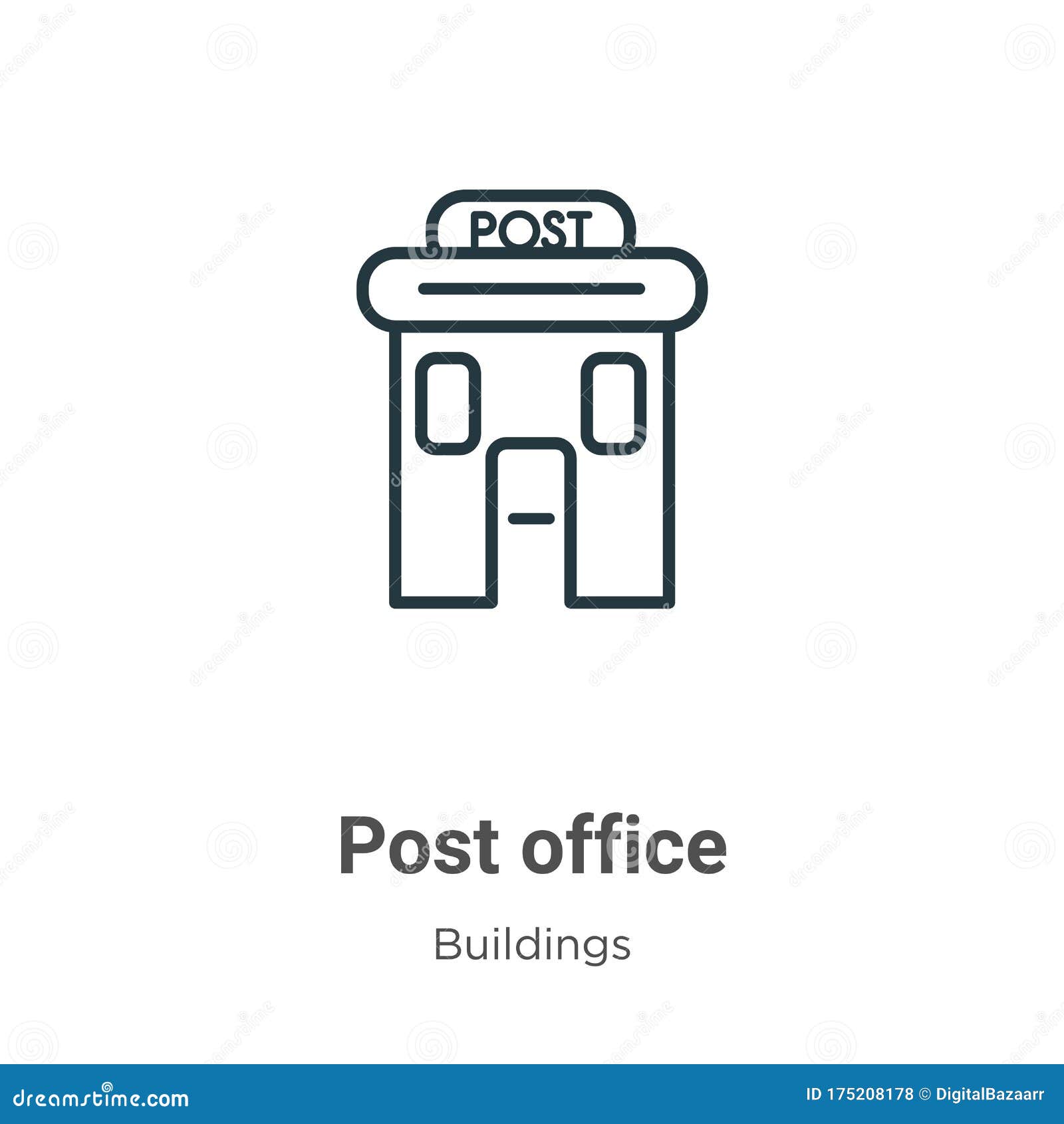 Post Office Outline Vector Icon. Thin Line Black Post Office Icon, Flat ...