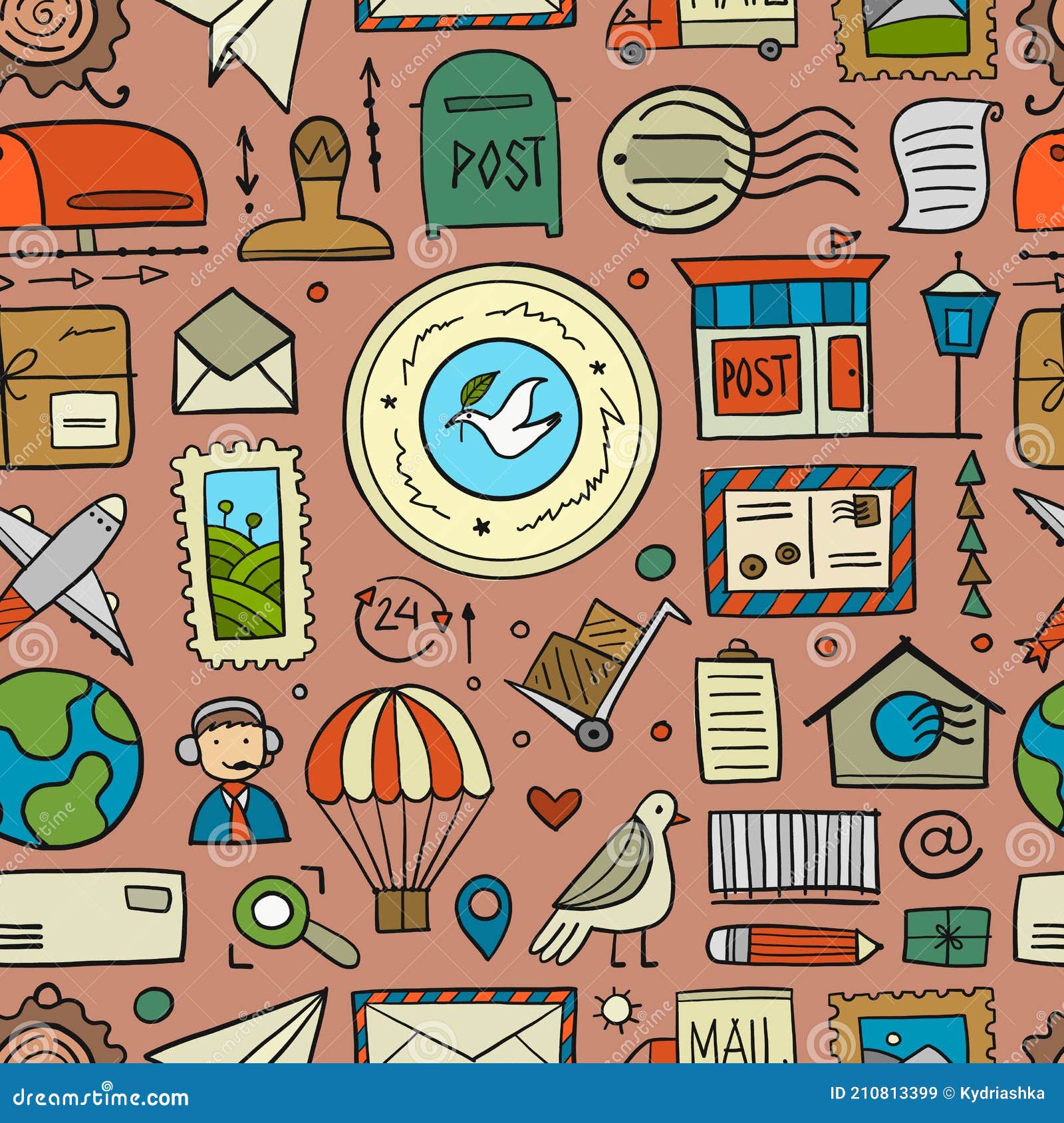 Post Office. Seamless Pattern for Your Design Stock Vector ...