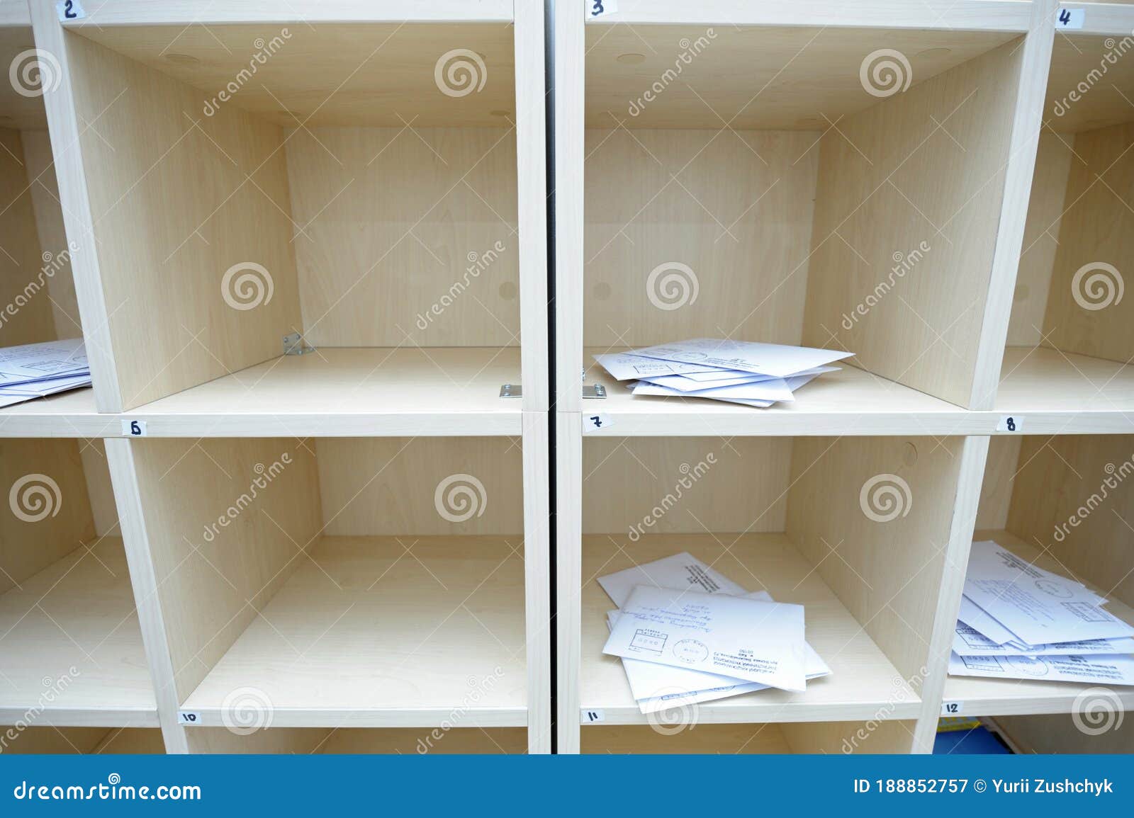 At the Post Office, Sorting Room: Piles of Letters Placed in Sorting ...